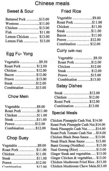 Menu at Golden Nest Takeaways & Restaurant, Waikanae