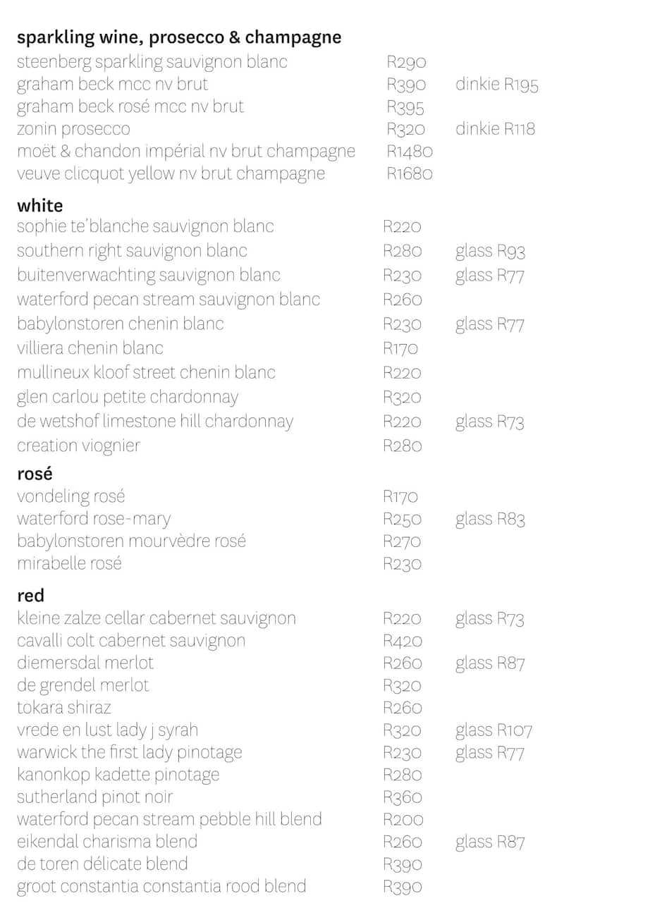 Menu at tashas Menlyn Maine restaurant, Pretoria, Ext2