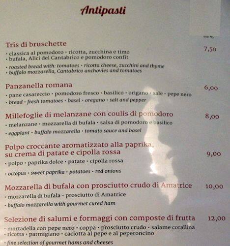 Menu da Rigatoni Cafe', Roma