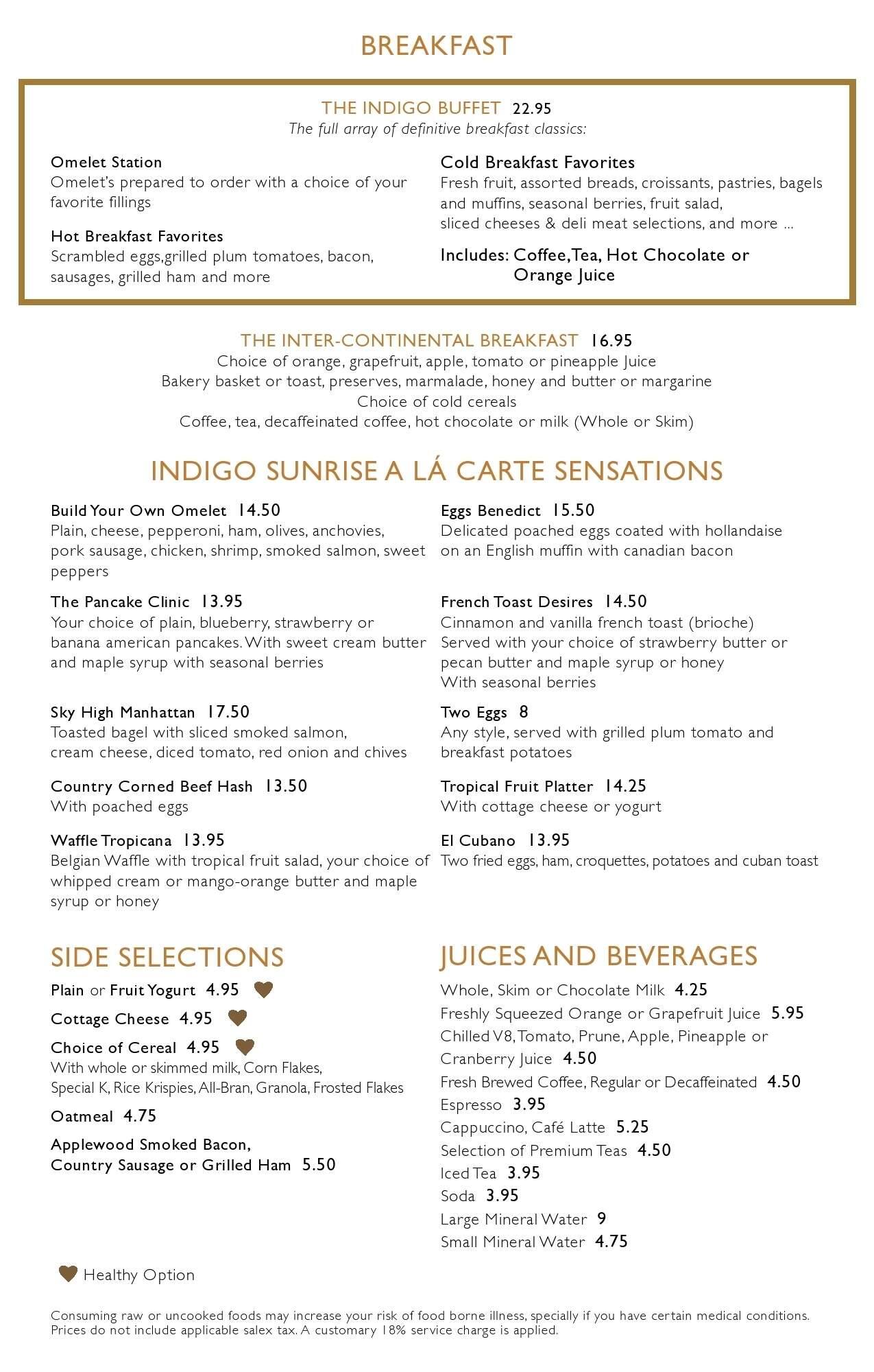 Indigo Restaurant & Bar Menu - Urbanspoon/Zomato