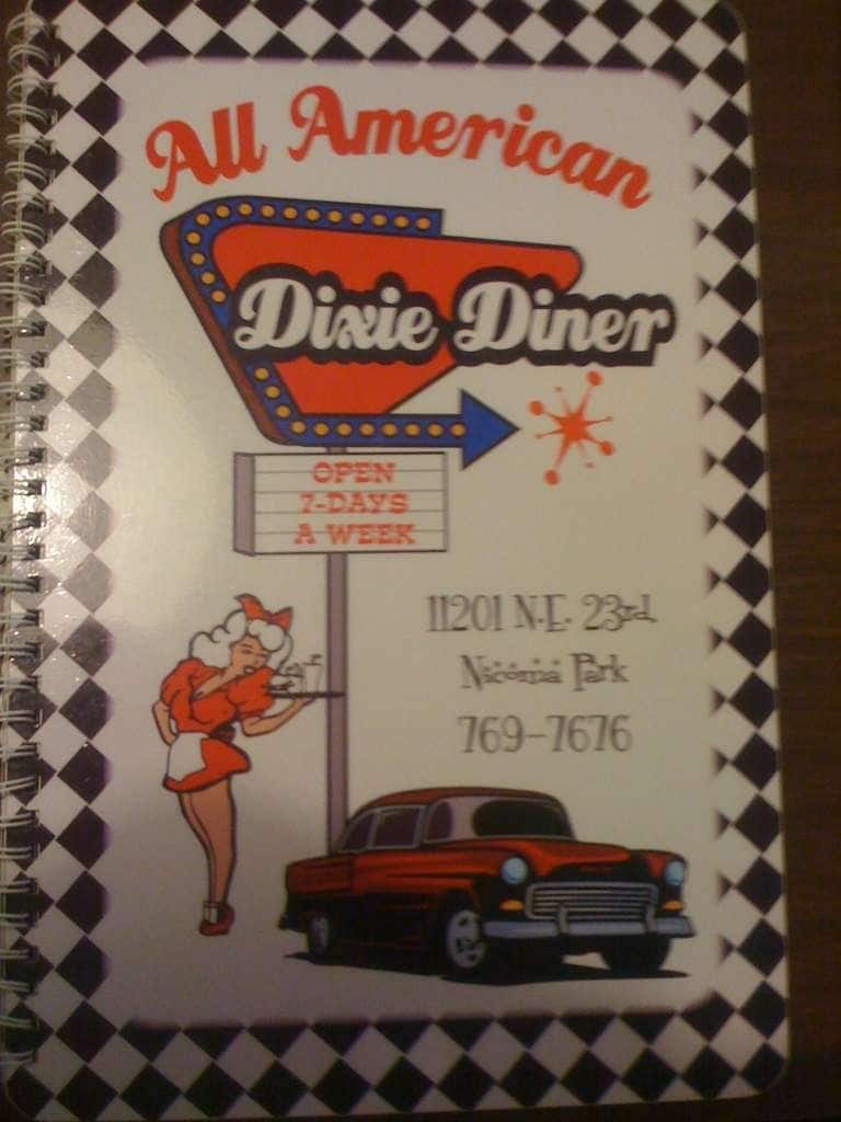 Dixie Diner menu, Menu restauracji Dixie Diner, Midwest City, Oklahoma ...