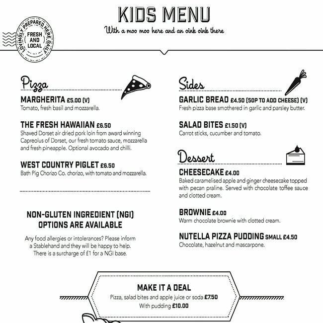 Menu at The Stable restaurant, Brentford, 12