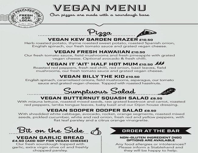 Menu at The Stable restaurant, Brentford, 12