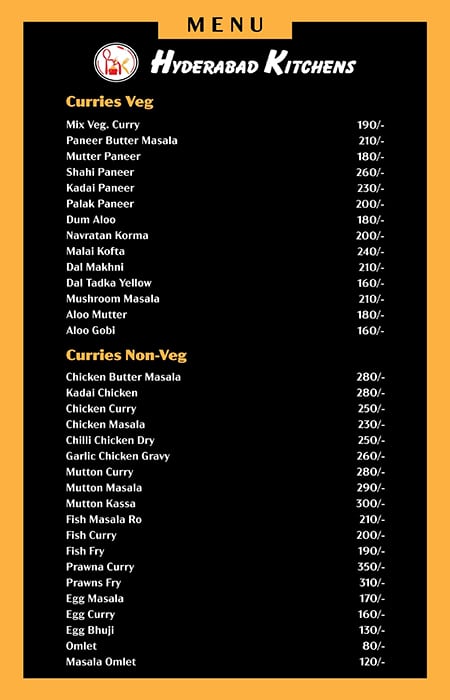 Menu at Hyderabad Kitchens, Guwahati