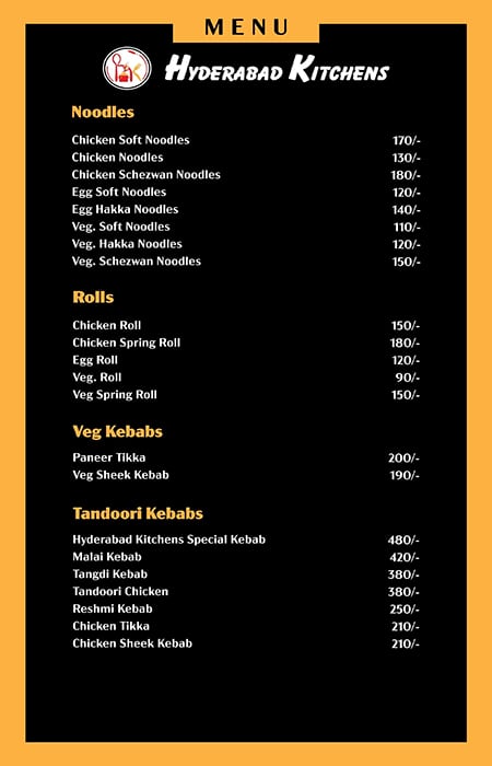 Menu at Hyderabad Kitchens, Guwahati