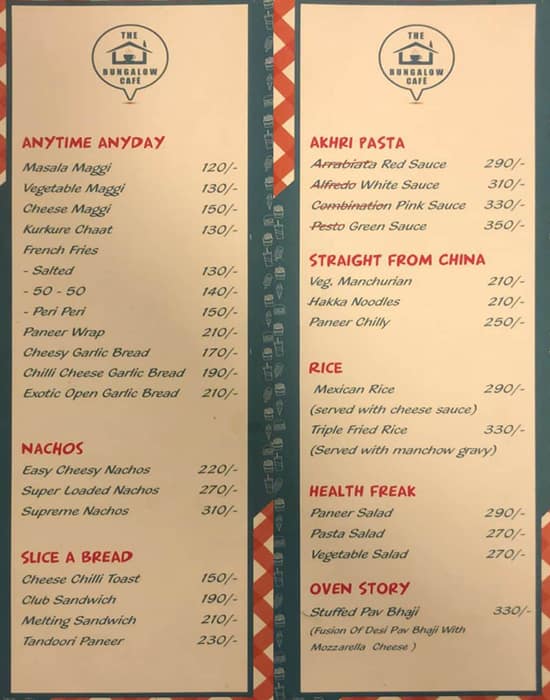 Menu at The Bungalow Cafe Adajan, Surat