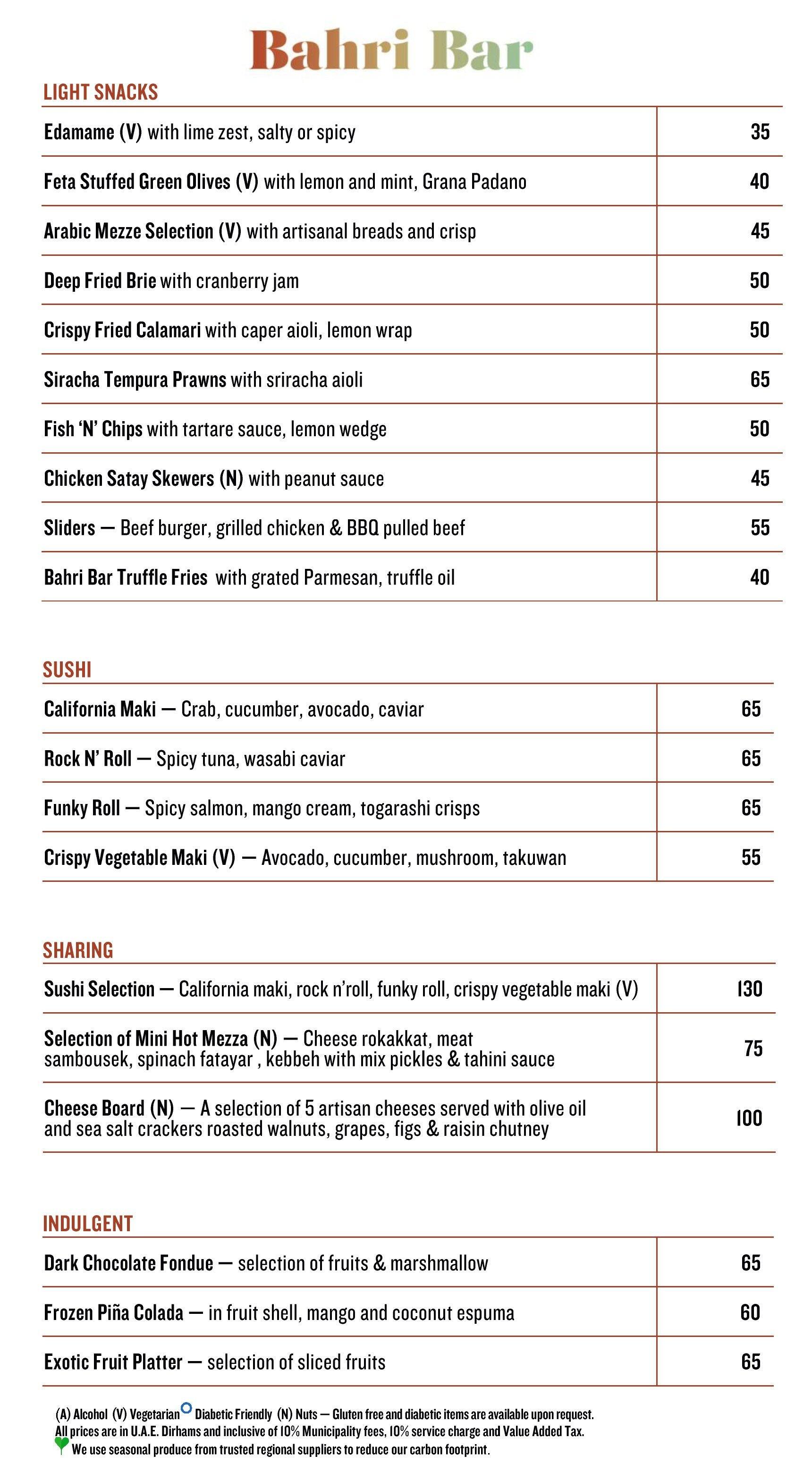 Bahri Bar - Mina A' Salam Menu - Zomato