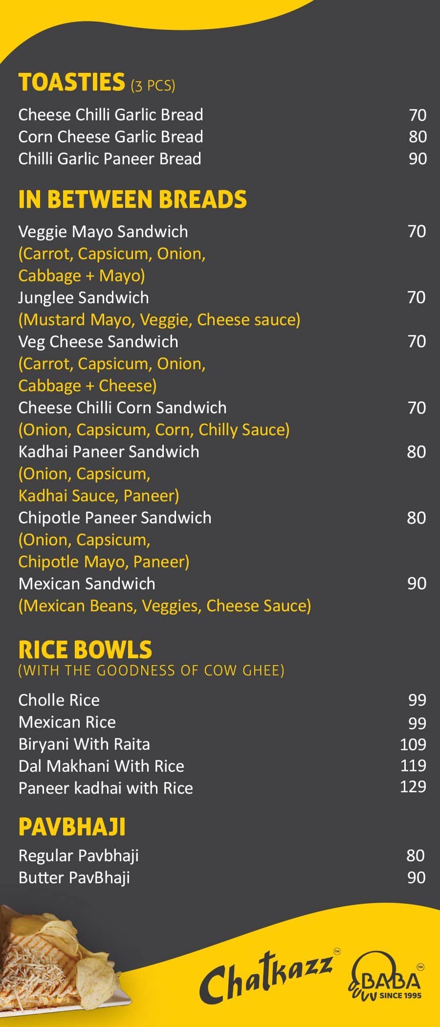 Menu at Chatkazz, Vadodara, GF 1