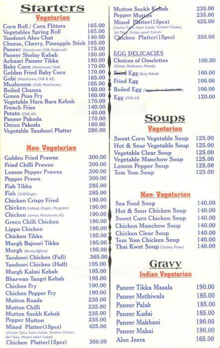 Menu at Ruchi, Bengaluru, XJFG+2MJ