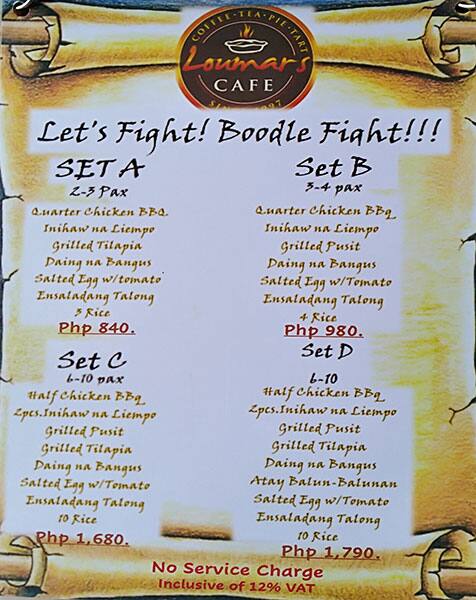 Menu at Loumars Cafe, Tagaytay