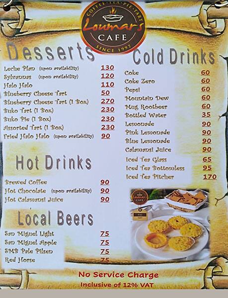 Menu at Loumars Cafe & Restaurant - Tagaytay Francisco, Tagaytay