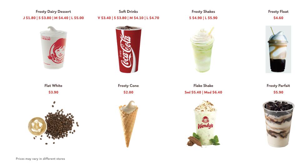 Menu at Wendy's Hamburgers fast food, Hamilton, 750 Te Rapa Rd