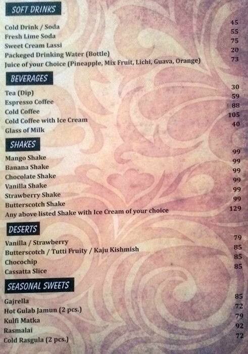 Menu at Novelty Restaurant, Chandigarh, Shop no. 4285