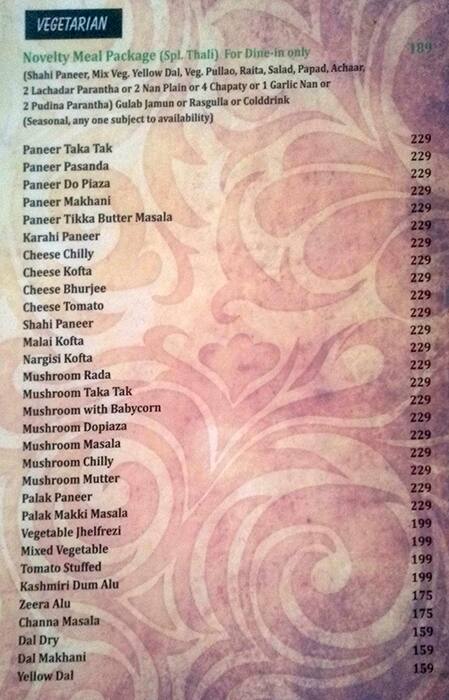 Menu at Novelty Restaurant, Chandigarh, Shop no. 4285