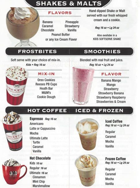 Menu at Oberweis desserts, Gurnee