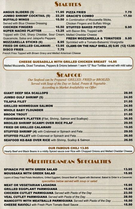 Menu at Gracie Mews Diner restaurant, New York City