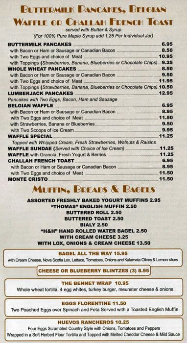 Menu at Gracie Mews Diner restaurant, New York City
