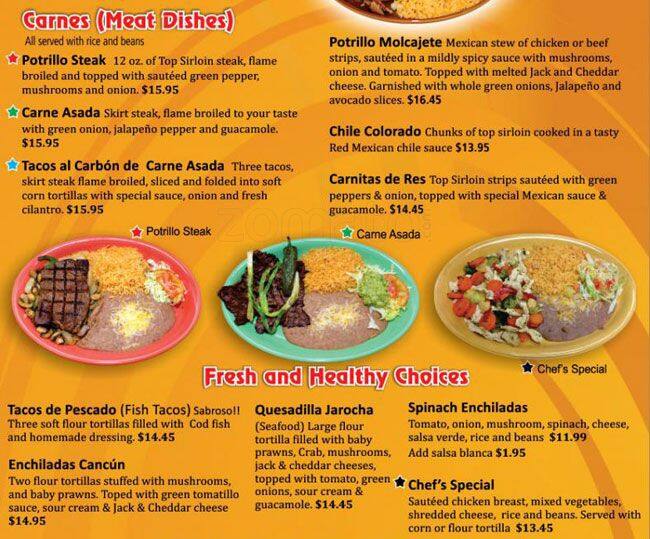Menu at Los Potrillos Mexican Restaurant, Camas