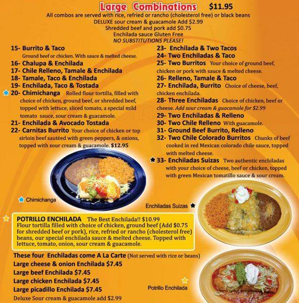 Menu at Los Potrillos Mexican Restaurant, Camas
