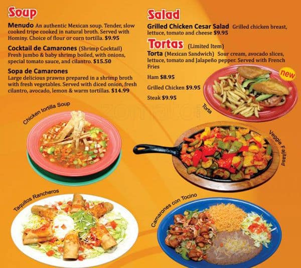Menu at Los Potrillos Mexican Restaurant, Camas