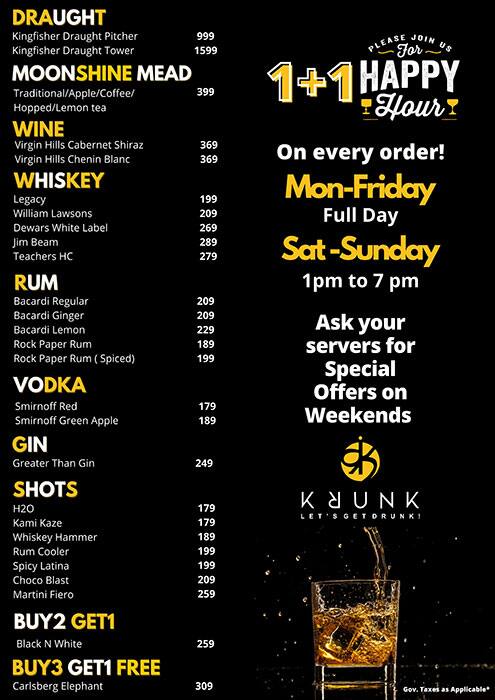 Menu of Krunk, Ulhasnagar, Thane