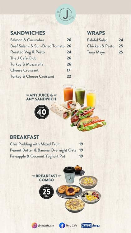 Menu Of The J Cafe Al Markaziya Abu Dhabi