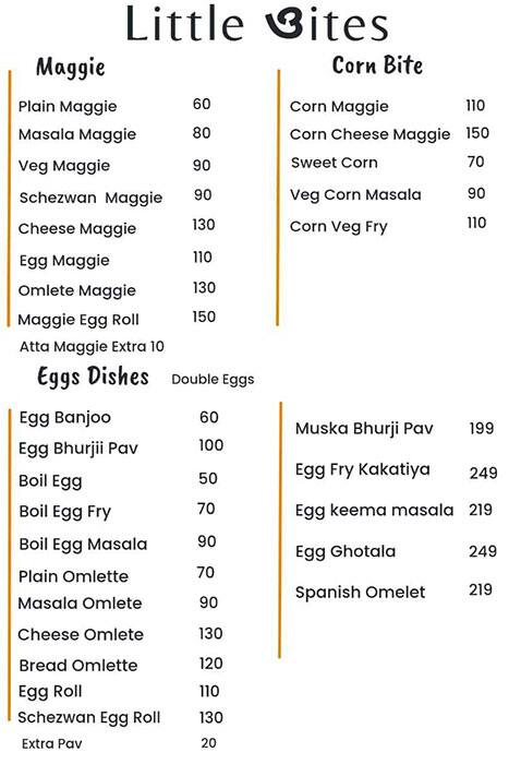 Menu of Little Bites, Lohegaon, Pune