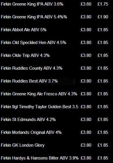 Menu at The Three Stags pub & bar, London, 67-69 Kennington Rd