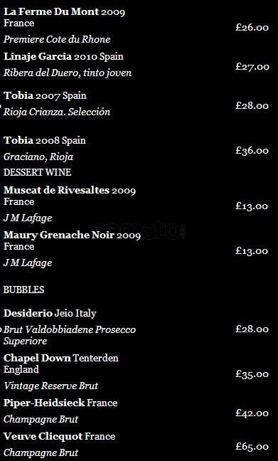 Menu at The Three Stags pub & bar, London, 67-69 Kennington Rd