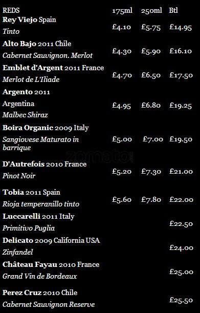 Menu at The Three Stags pub & bar, London, 67-69 Kennington Rd