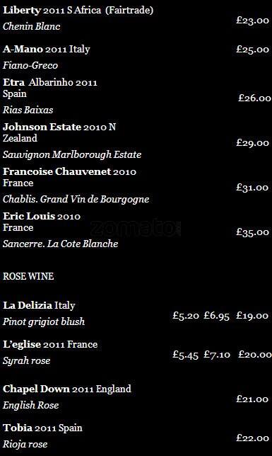 Menu at The Three Stags pub & bar, London, 67-69 Kennington Rd