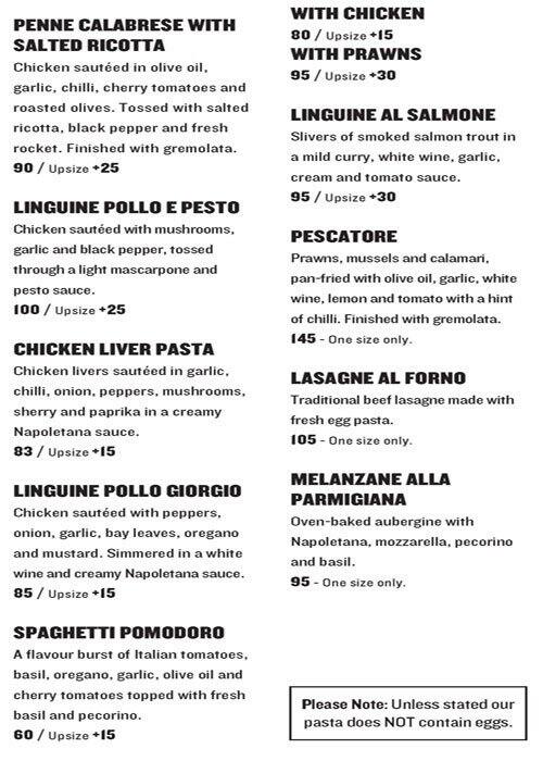 Menu au Primi Piatti Maponya Mall restaurant, Soweto