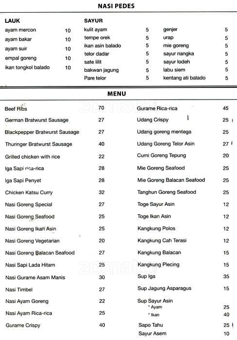 Menu at Little Ubud BBQ, Jakarta, Green Garden