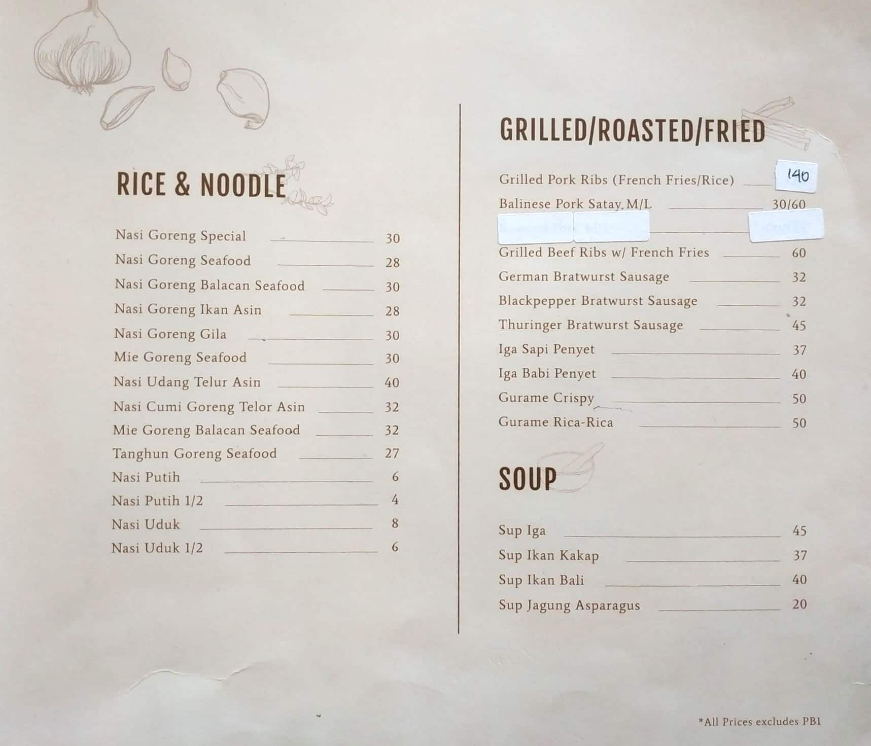 Menu at Little Ubud restaurant, Jakarta, Green Ville