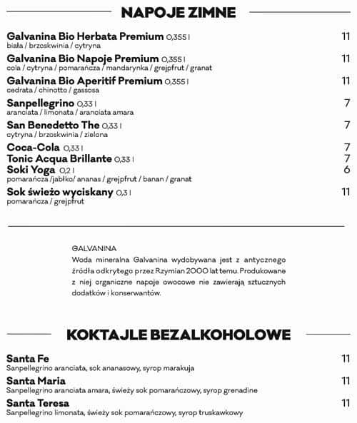 Menu at Nolio Restaurant, Kraków