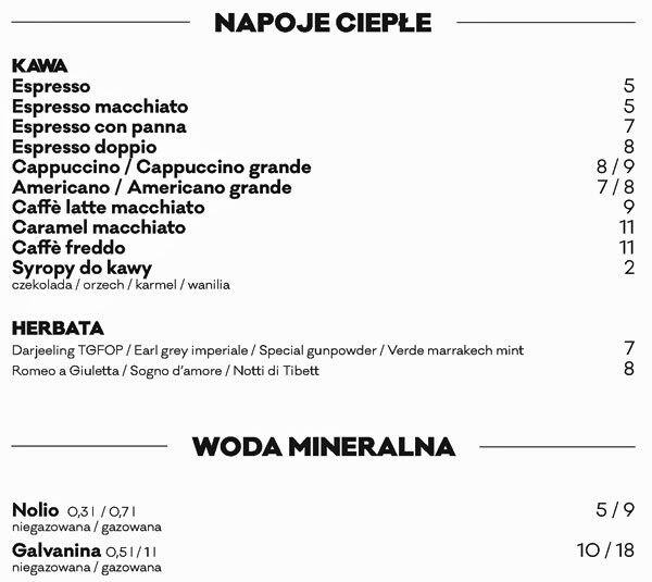Menu at Nolio Restaurant, Kraków