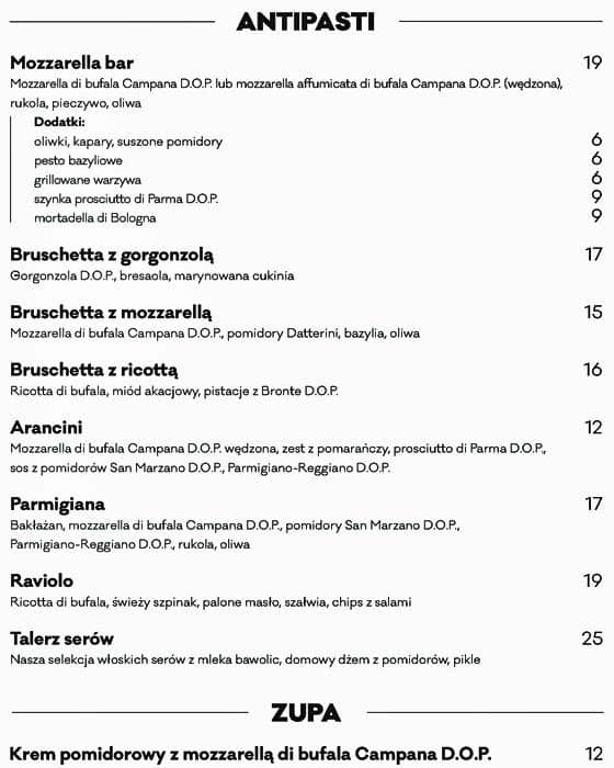 Menu at Nolio Restaurant, Kraków