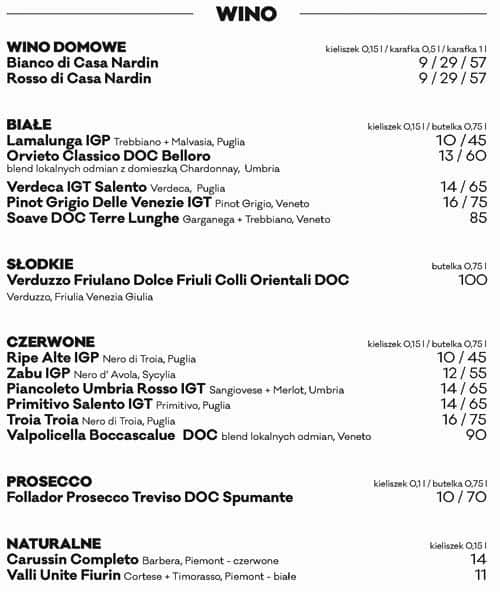 Menu at Nolio Restaurant, Kraków