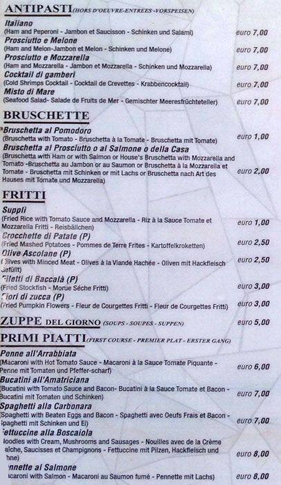 Da Mario a Roma: Foto del Menu con Prezzi - Zomato Italia