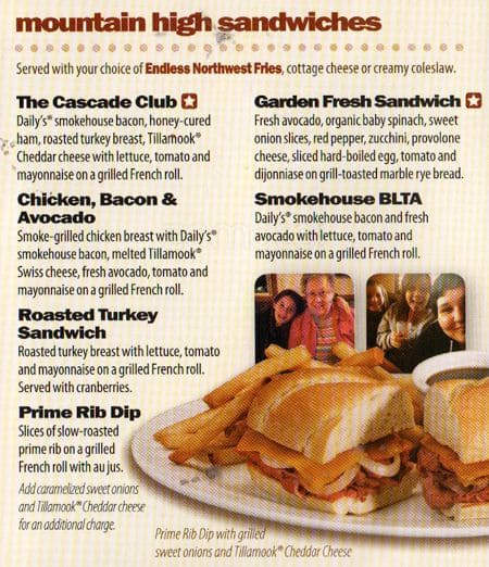 Menu at Elmer's Restaurant (Tacoma, WA), Tacoma