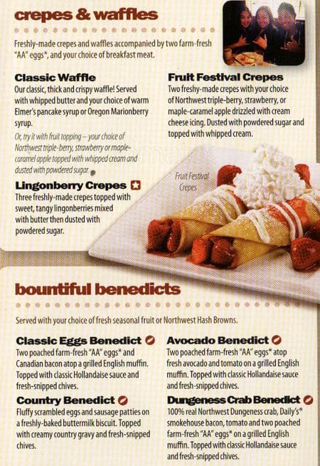 Menu at Elmer's Restaurant (Tacoma, WA), Tacoma