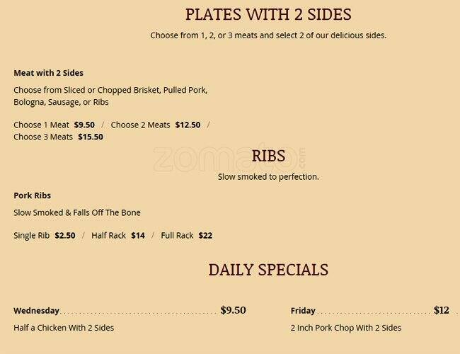 Menu at Jambo's Original BBQ Shack, Burleson, FM1187