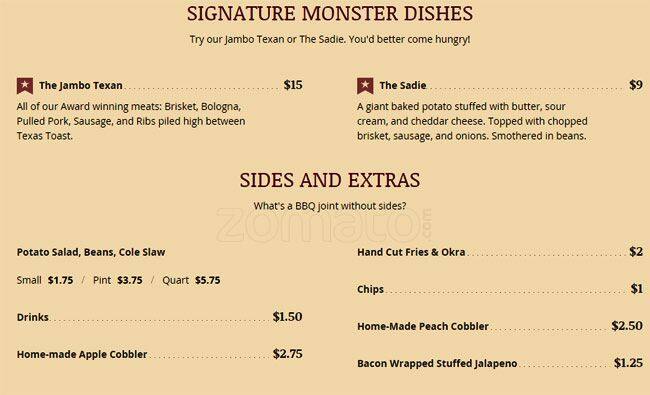 Menu at Jambo's Original BBQ Shack, Burleson, FM1187