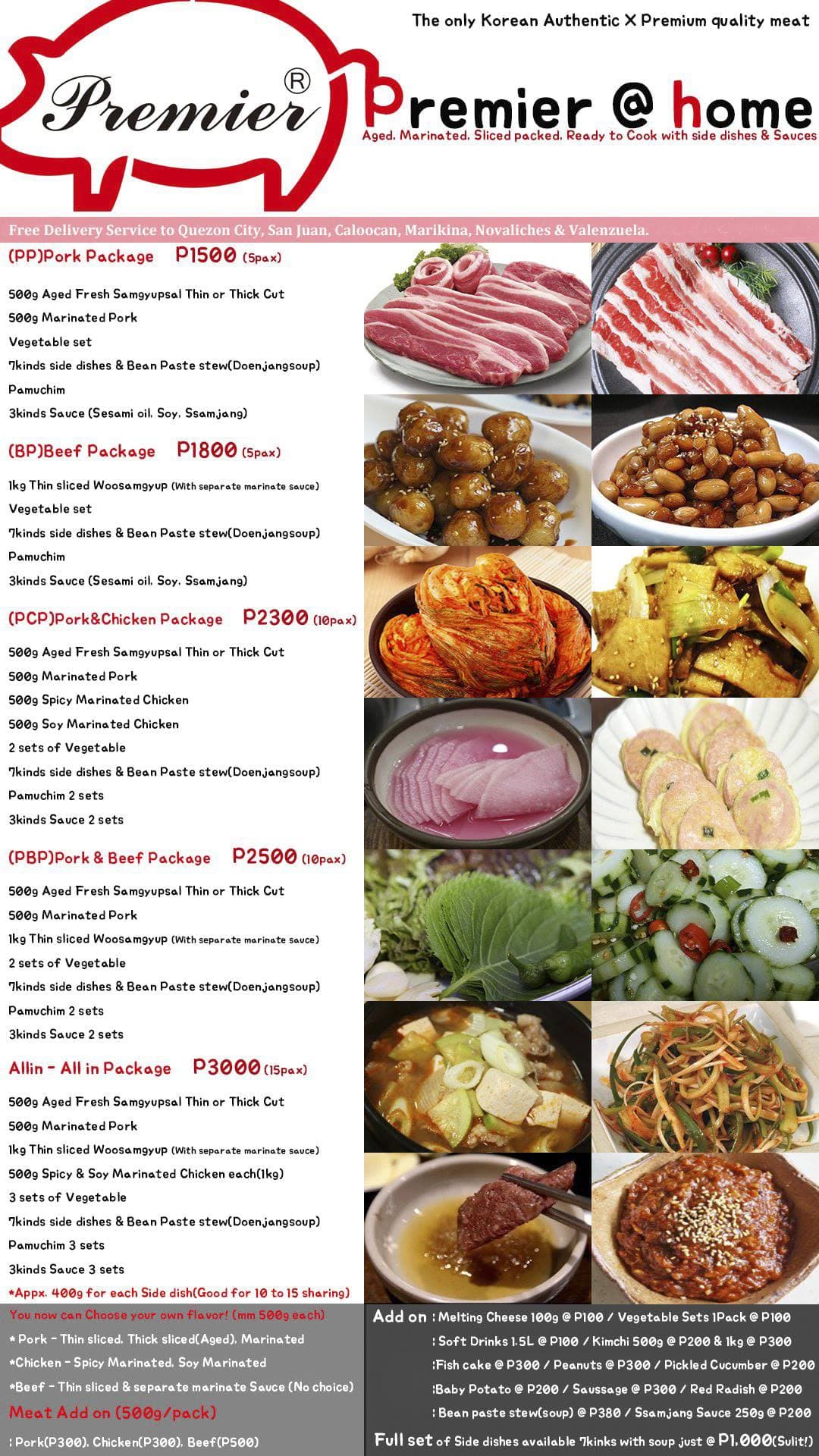 Menu at Premier The Samgyupsal restaurant, Quezon City, 1100 Tomas ...