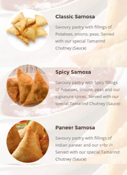 The Samosa House Menu, Menu for The Samosa House, Newton, Surrey ...