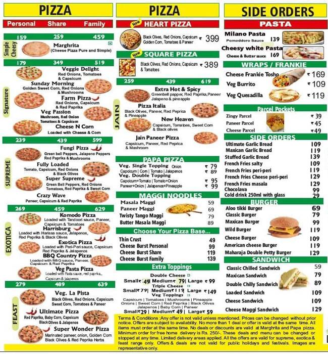 Menu of Shree Ram Pizza, Vastral, Ahmedabad