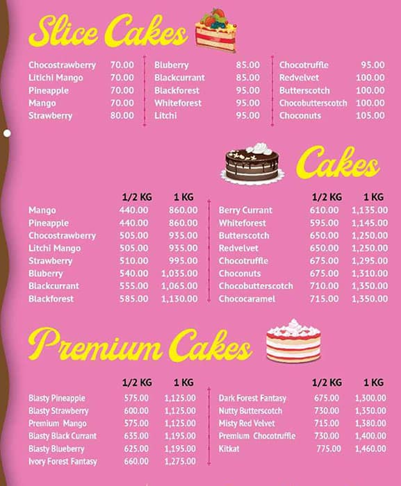 Menu of CK's Bakery, Mudaliarpet, Puducherry