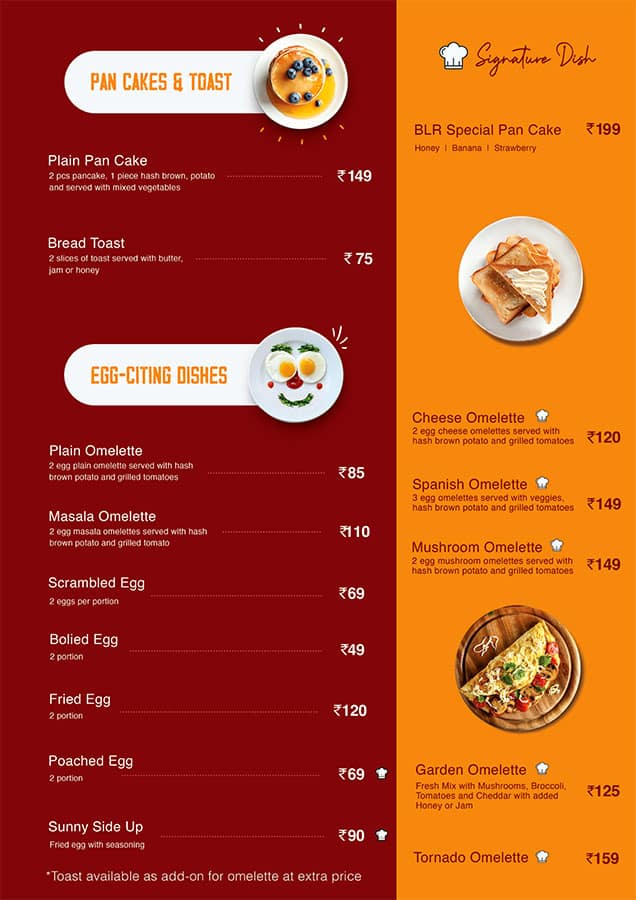 Menu of The BLR Cafe, Jalahalli, Bangalore