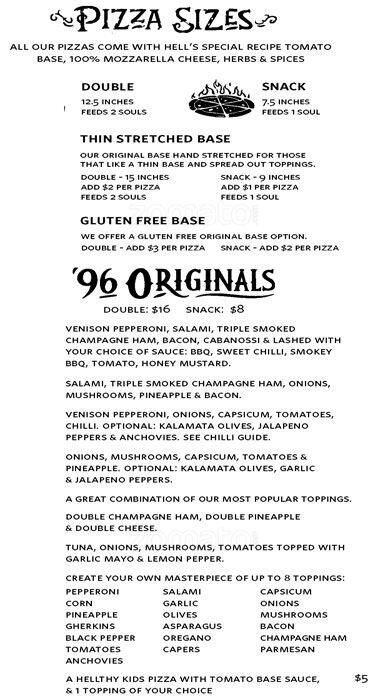 Hell Pizza Menu, Menu for Hell Pizza, Rototuna, Hamilton - Menumania/Zomato