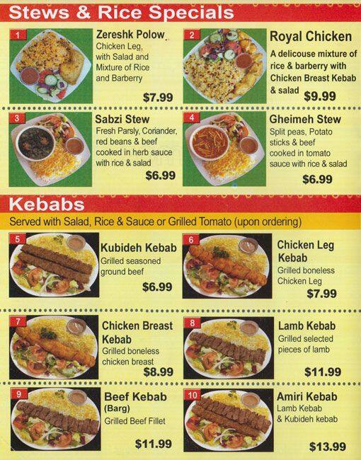 Menu au Royal Kebab restaurant, Richmond Hill, 815 Major Mackenzie Dr E